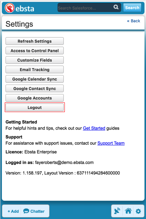 Log in & Log out of Ebsta – Ebsta Knowledge Base