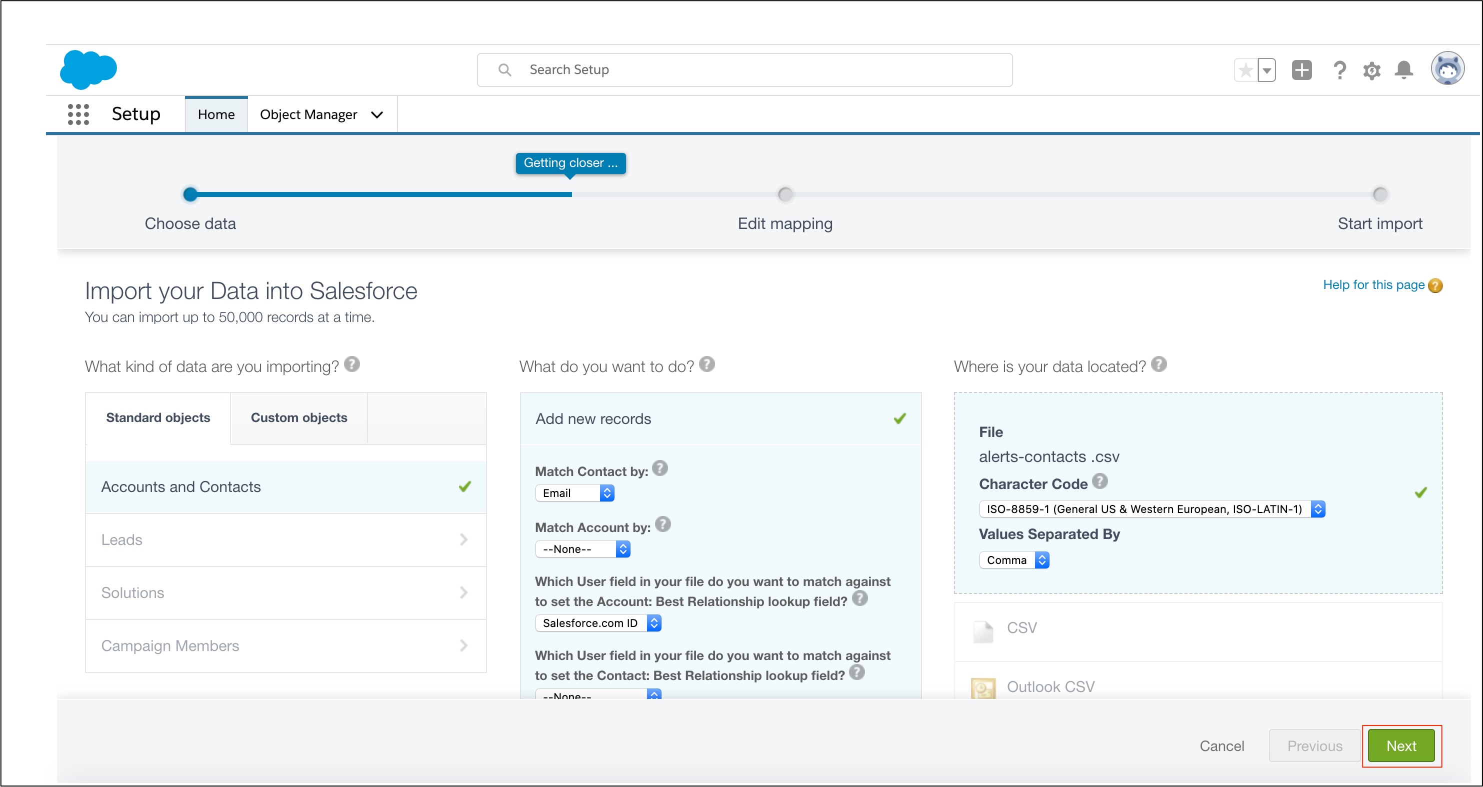 Import Data To Salesforce Using Data Import Wizard Ebsta Knowledge Base