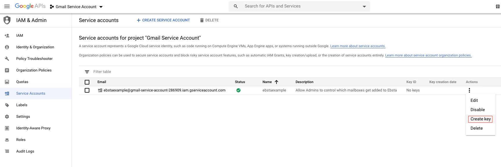 How to a create a Gmail service account – Ebsta Knowledge Base