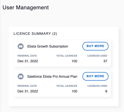 Assign licences to Ebsta users – Ebsta Knowledge Base