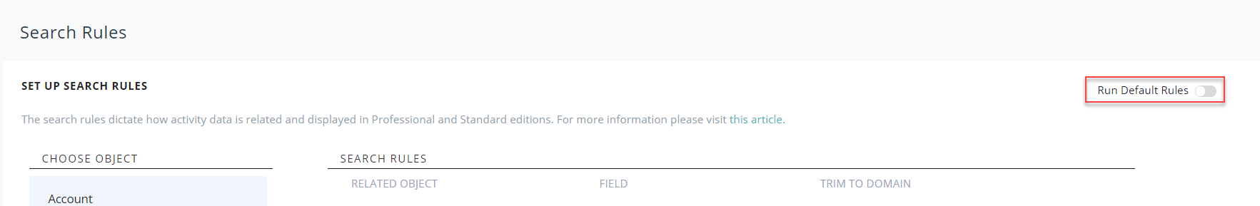 Set up Search Rules – Ebsta Knowledge Base